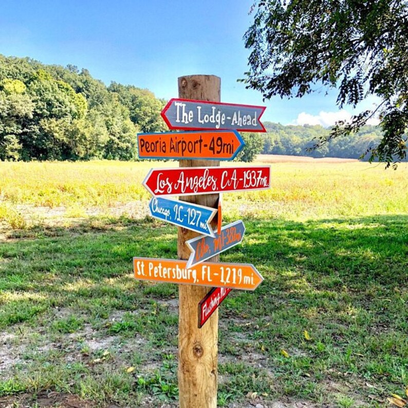 Family Direction Sign Post for Backyard, Kids Names and Mileage ...