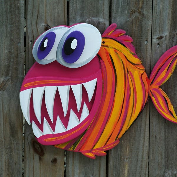 Painted Wood Fish - Etsy