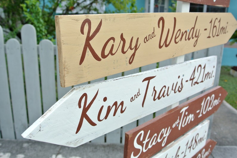 Family Directional Sign, Kids Names Personalized. Garden Decor Wood ...