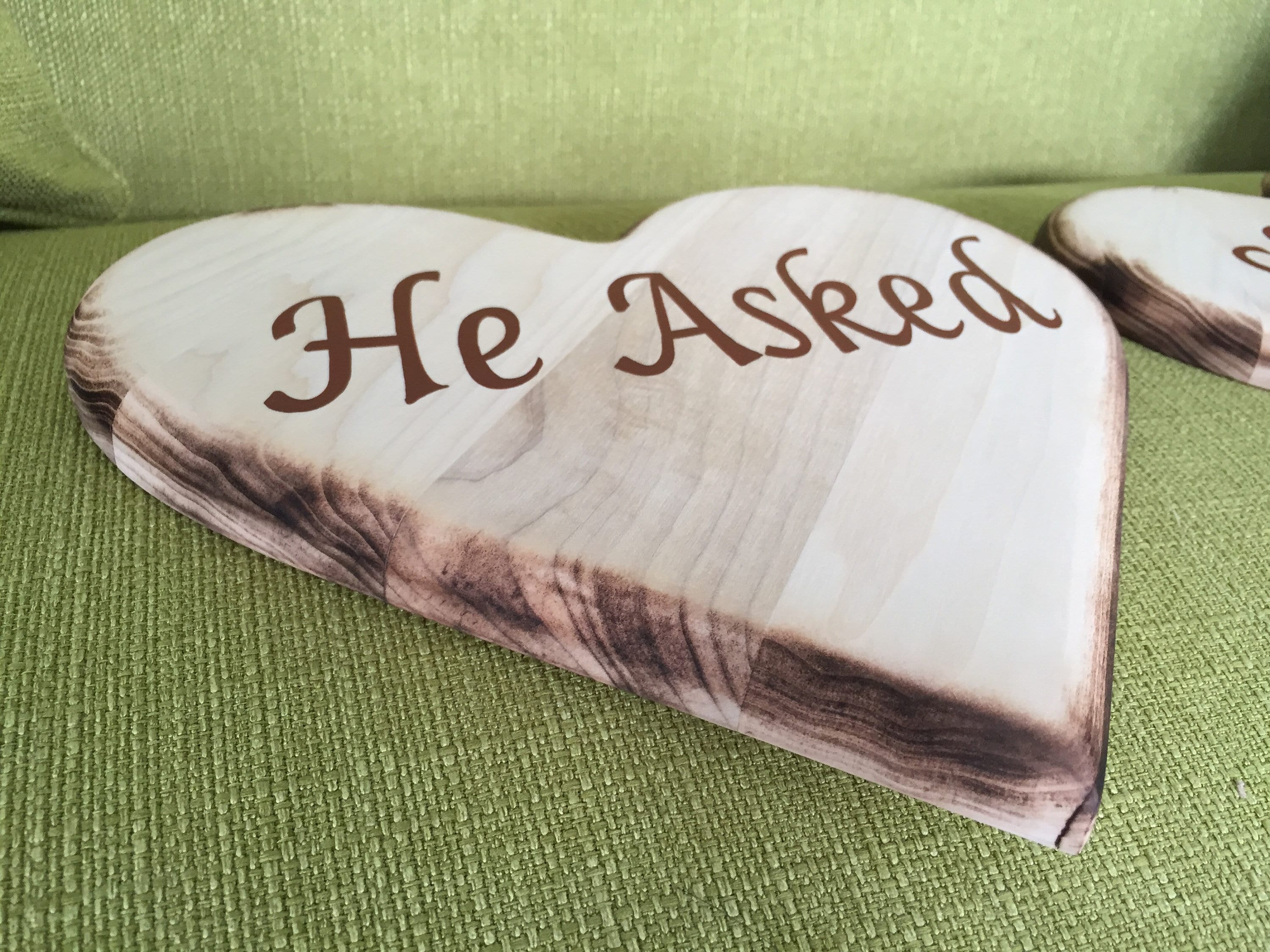He asked She said Yes engagement wood sign. Gift photo props, Wooden ...