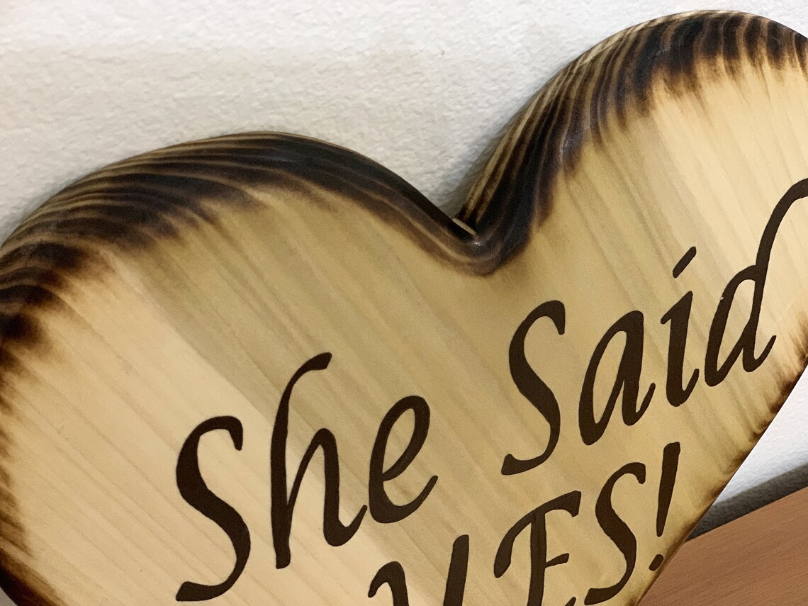 He Asked She Said Yes Signs Wood. Wooden Hearts. Proposal | Etsy