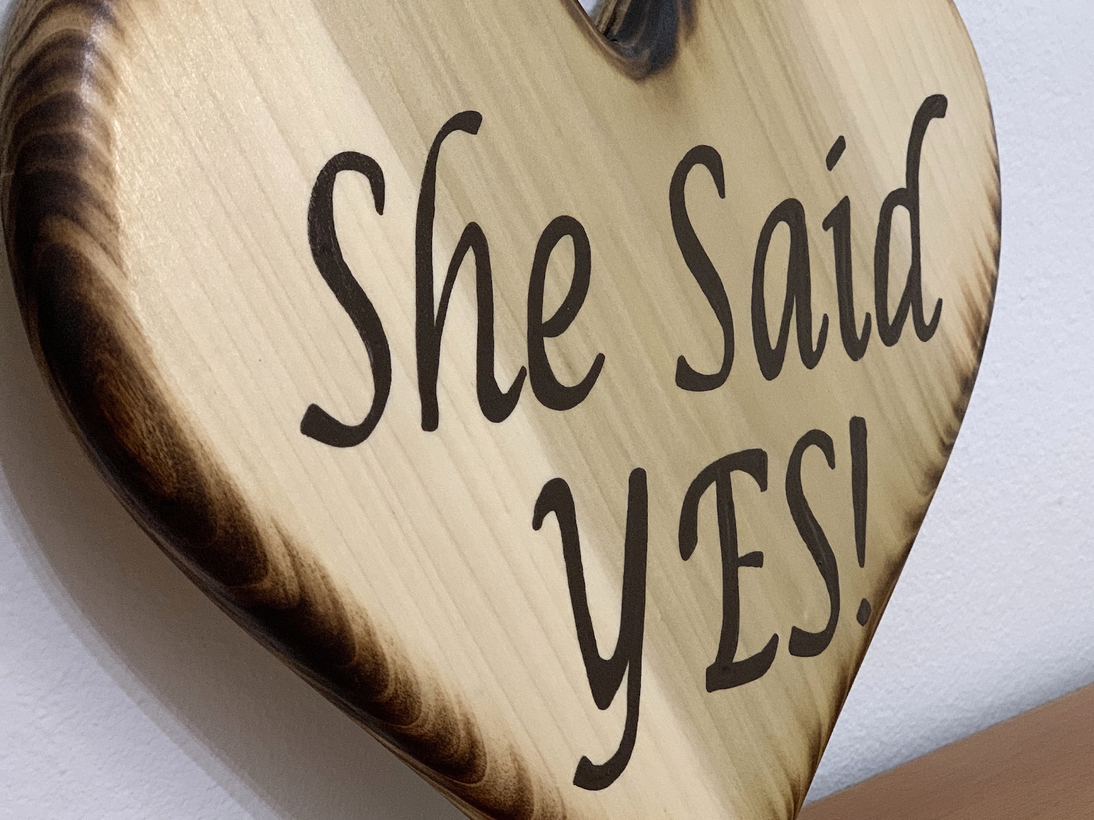 He Asked She Said Yes Signs Wood. Wooden Hearts. Proposal | Etsy