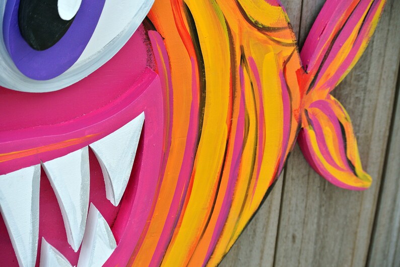 Happy Fish Wall Art, 3D Layered Fish Wood Sign Modern Decor. - Etsy