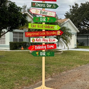 Christmas Directional Sign Arrows, Holiday Market Direction Sign Wood ...