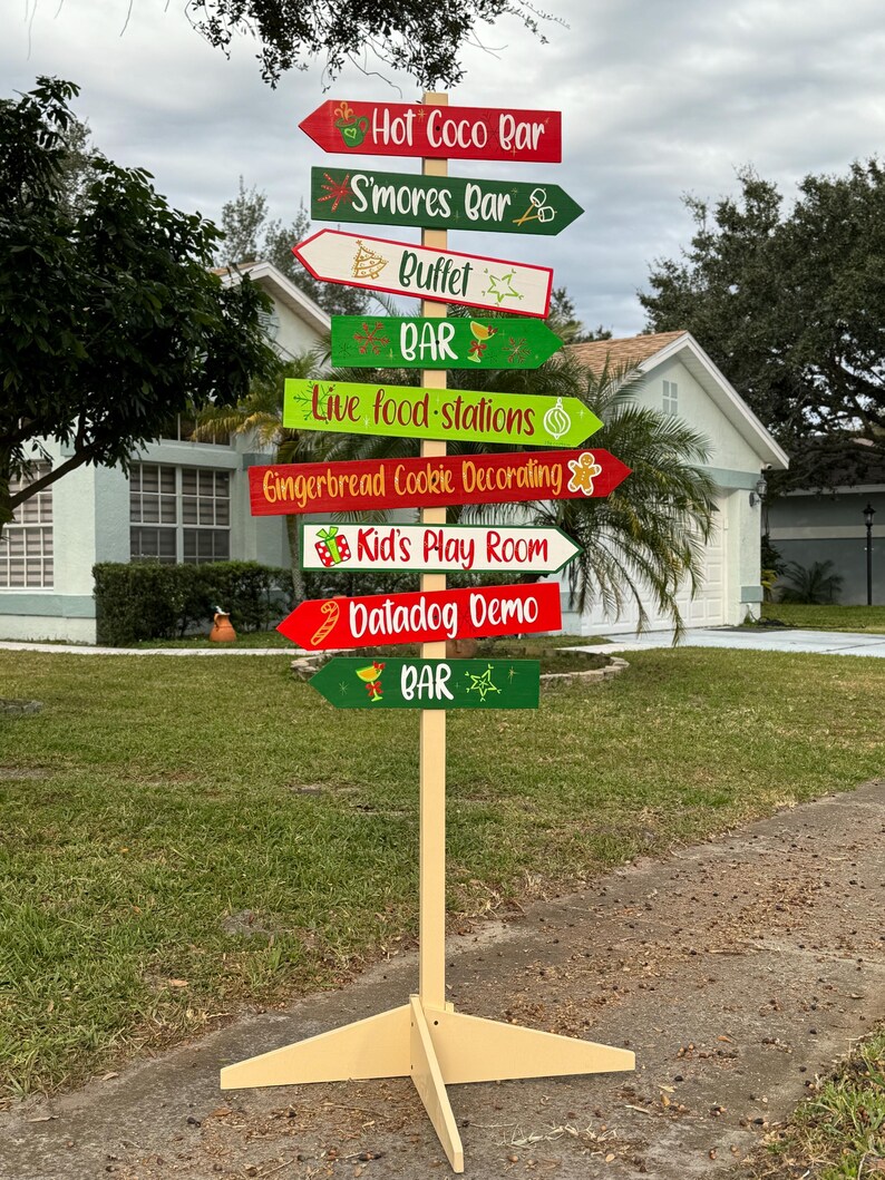 Christmas Directional Sign Arrows, Holiday Market Direction Sign Wood ...