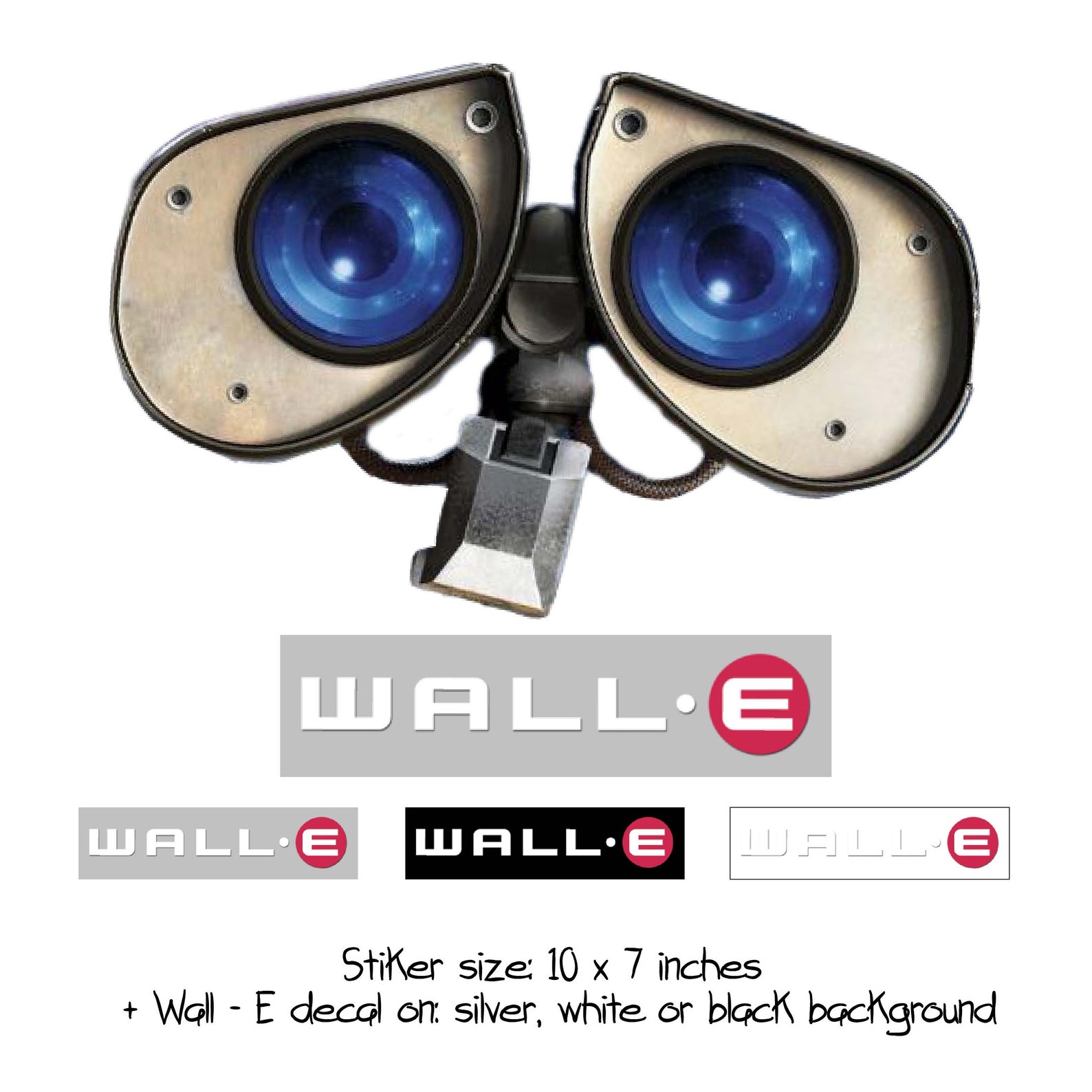Wall E Laptop Sticker. Car Decal. Large 10 X 7 Inches Water-resistant ...