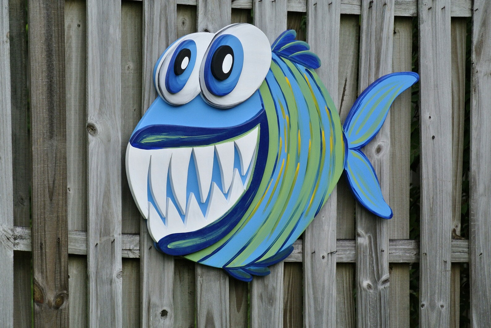 Angler Fish Wall Art Wood. Funny Fish Decor for Home. Large Wooden ...