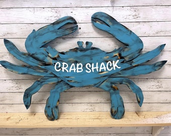 Blue Crab Outdoor Decor Gift for Him. Patio Bar Crab Wall Art. | Etsy