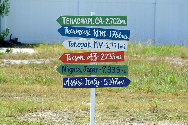 Personalized Directional Wood Sign, Family Yard Decor. Destination ...