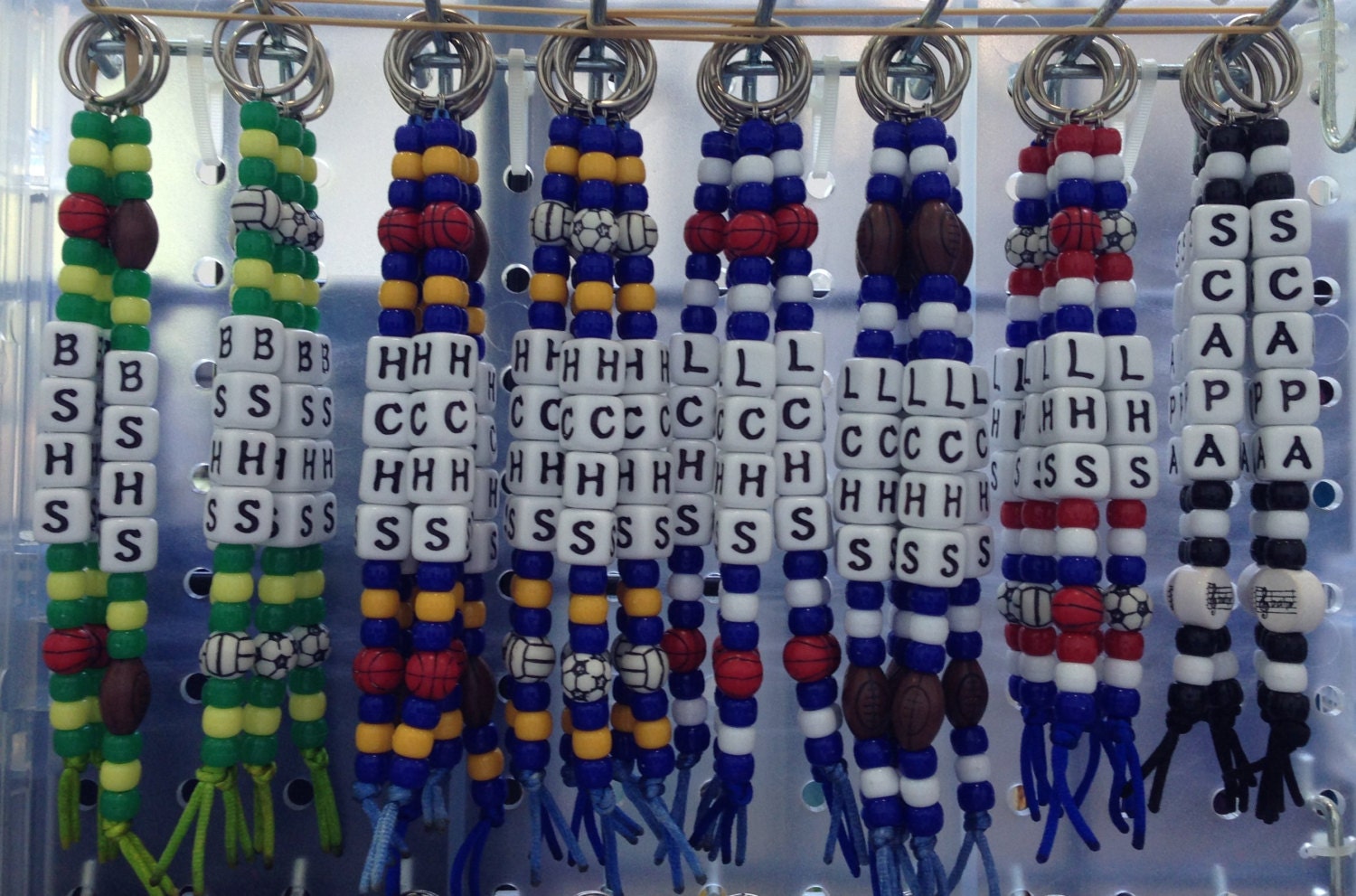 Custom Beaded Sports Keychain: Football School Spirit Team Sports Cheer ...