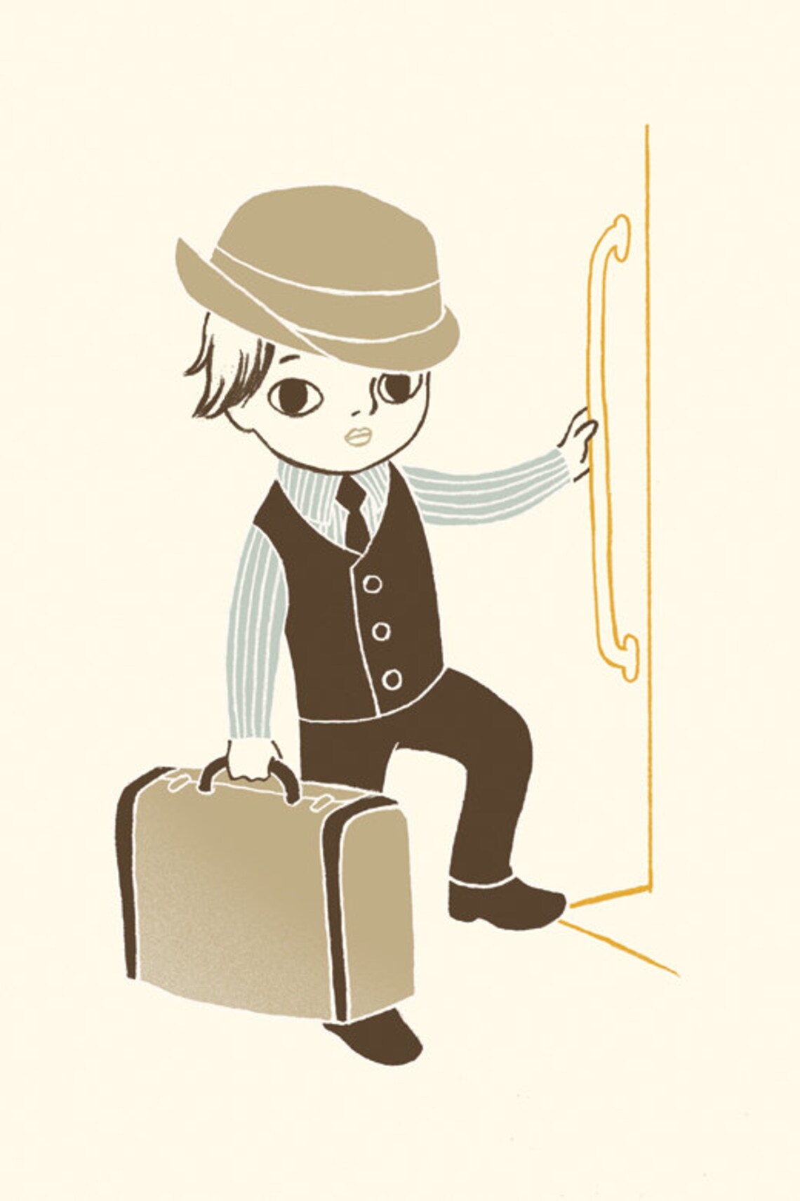 A Boy Catching Train-digital Printable Art,instant Download, Baby Boy's ...