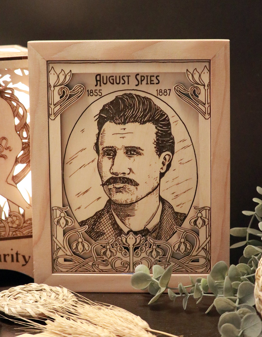 August Spies Wooden Portrait - Etsy