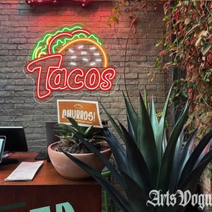 Tacos Neon Sign, Tacos Led Lights, Mexican Food Neon Light, Mexican ...