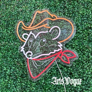 Opossum Cowboy Neon Sign, Custom Cowboy Mouse Neon Sign, Cowboy Bar ...