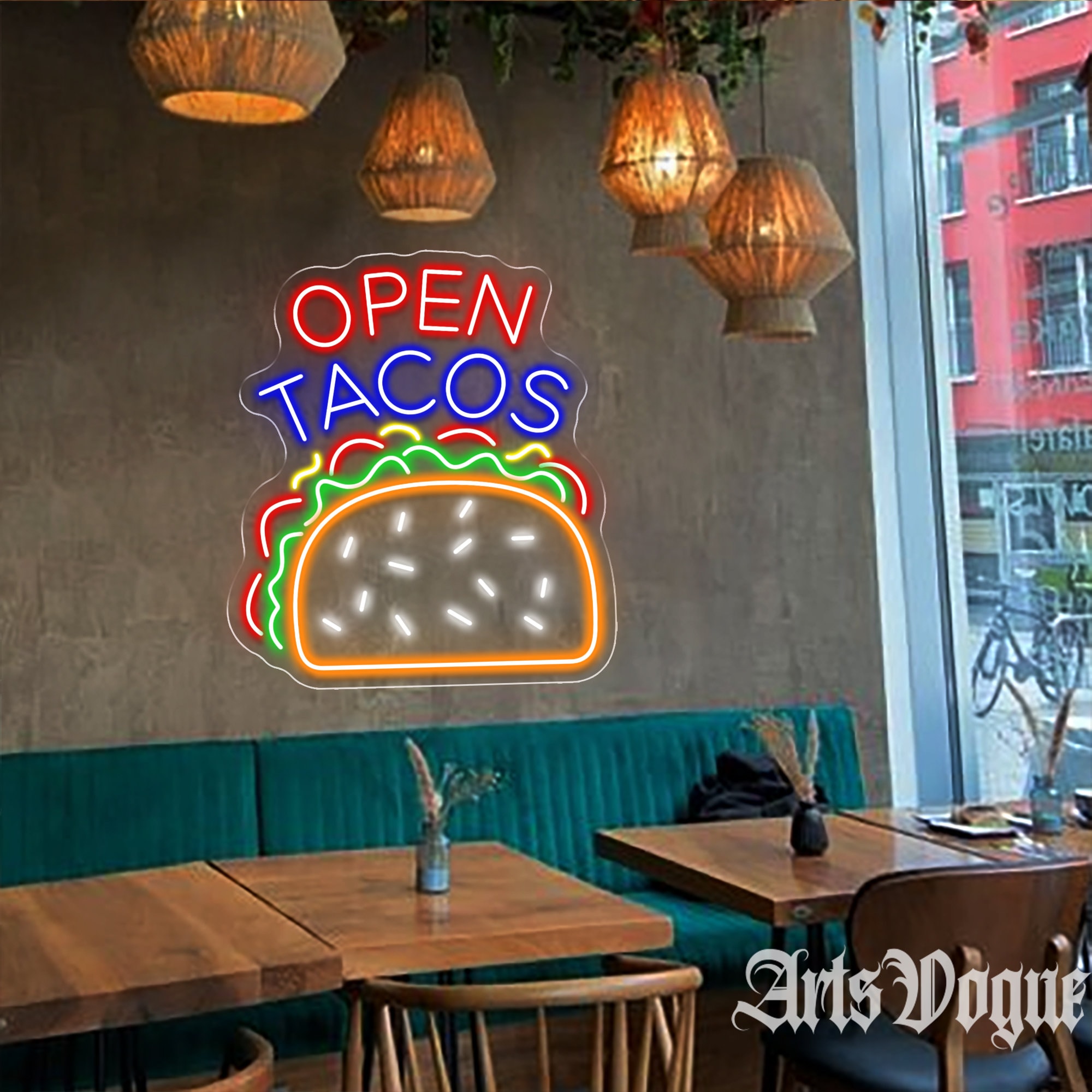 Tacos Neon Sign, Tacos Led Lights, Mexican Food Neon Light, Mexican ...
