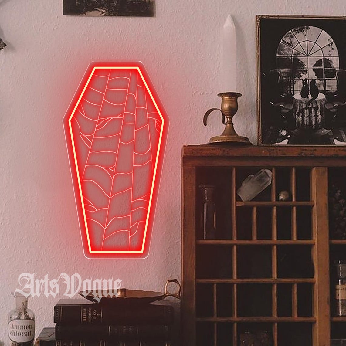 Spiderweb Coffin Neon Sign,custom Coffin Engraved Led Sign,gothic Neon ...