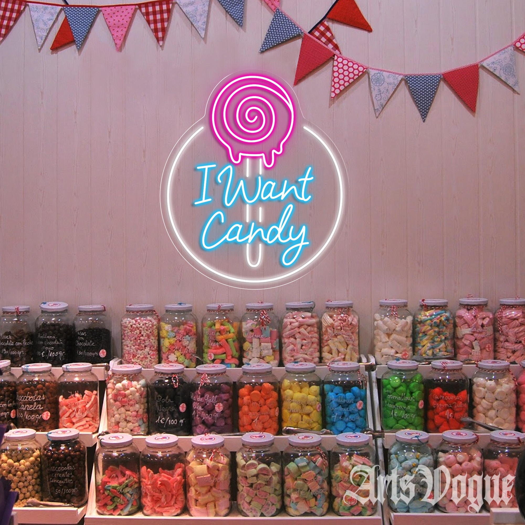 I Want Candy Neon Sign,candy Shop Neon Sign, Custom Store Signage,home ...