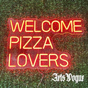 Welcome Pizza Lovers,burgers Neon Sign,custom Pizza Fast Food Light ...