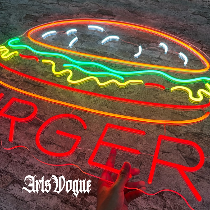 Burgers Neon Sign,custom Fast Food Led Sign,restaurant Neon Light ...