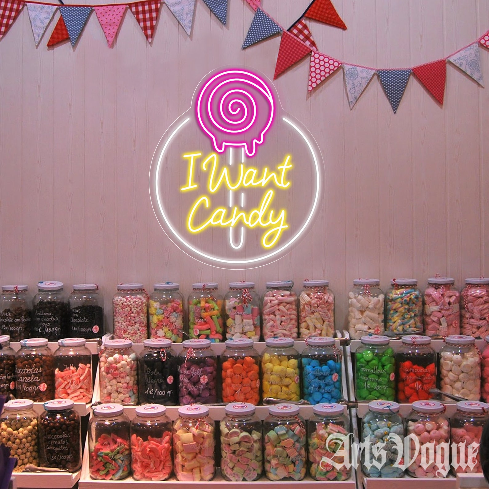 I Want Candy Neon Sign,candy Shop Neon Sign, Custom Store Signage,home ...