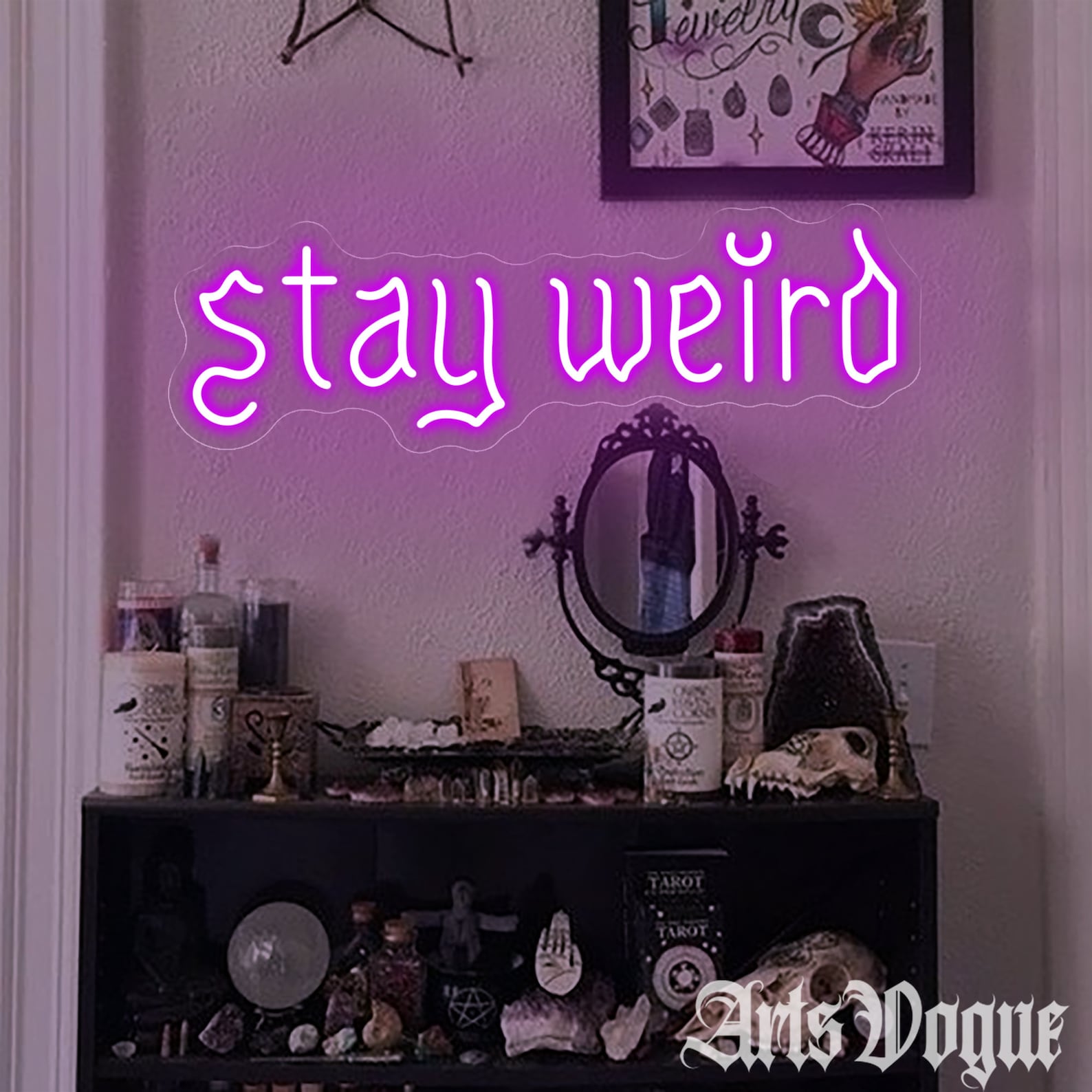 Stay Weird Neon Sign, Gothic Decor, Skeleton Hand Neon Sign Custom ...
