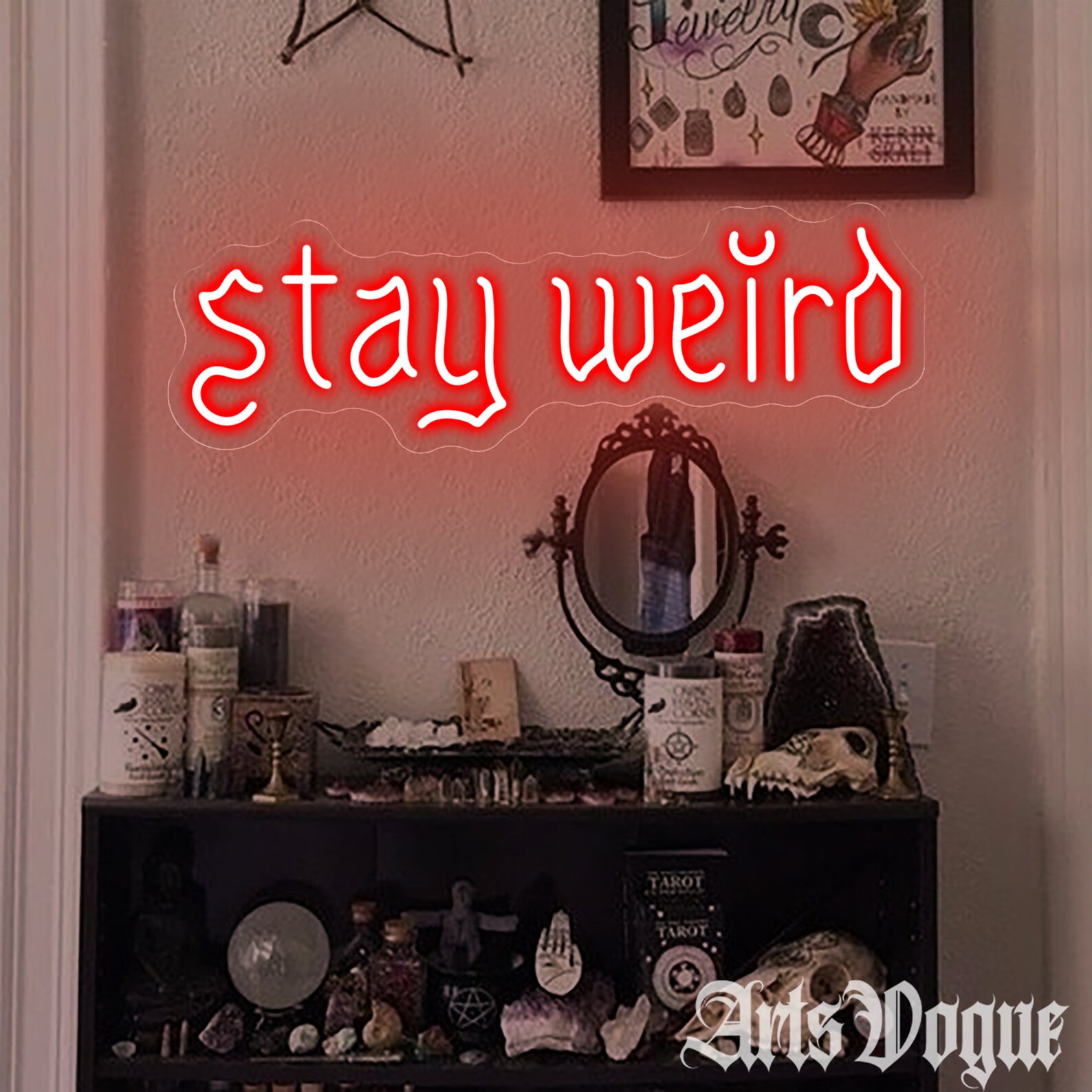 Stay Weird Neon Sign, Gothic Decor, Skeleton Hand Neon Sign Custom ...