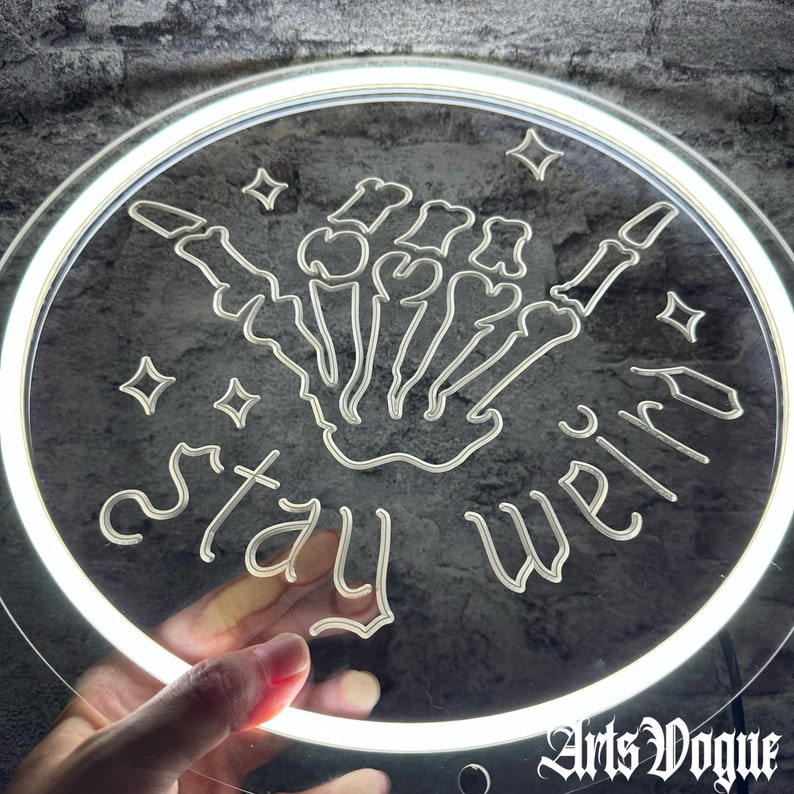 Stay Weird Neon Sign, Gothic Decor, Skeleton Hand Neon Sign Custom ...