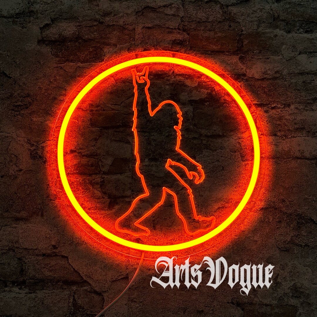 Bigfoot Neon Light,halloween Neon Sign Custom,forest Warning Light Sign ...