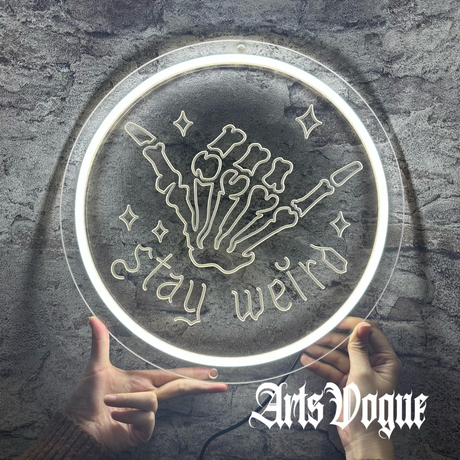 Stay Weird Neon Sign, Gothic Decor, Skeleton Hand Neon Sign Custom ...