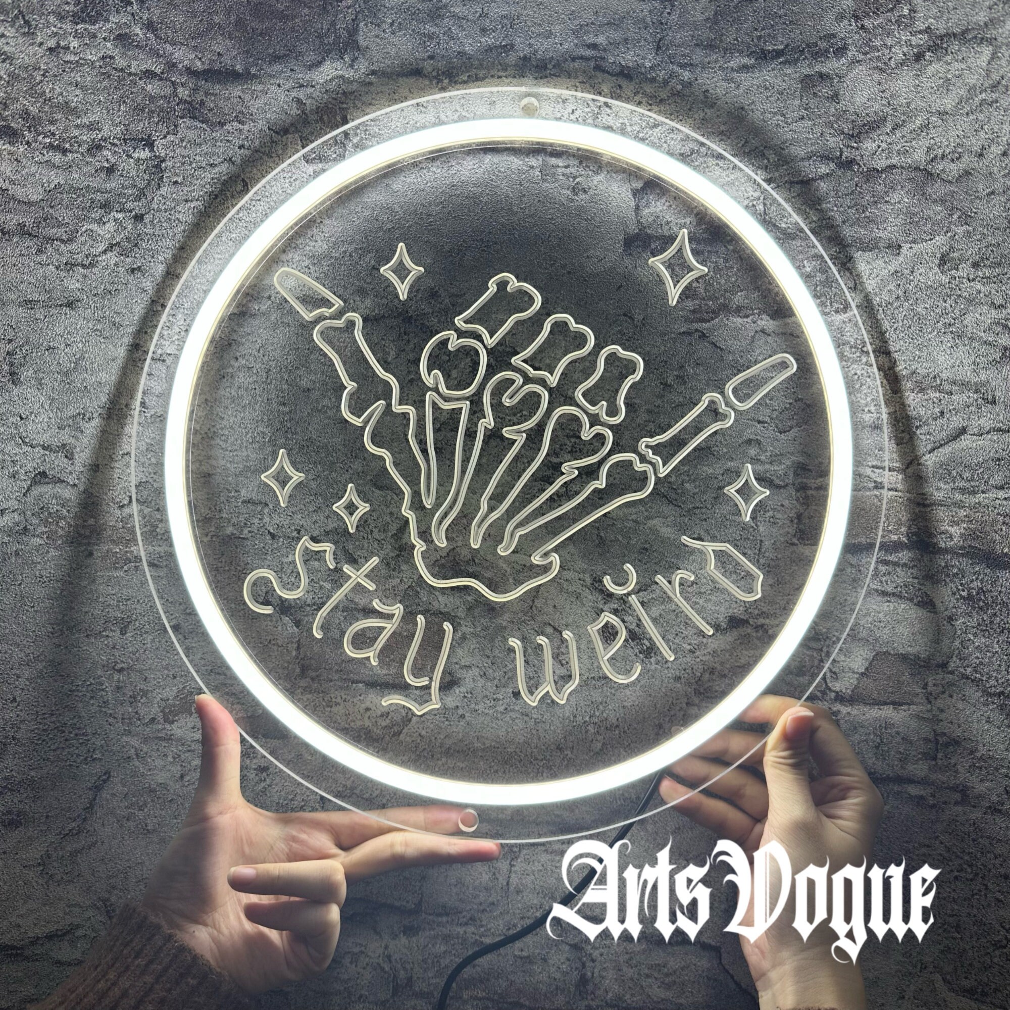 Stay Weird Neon Sign, Gothic Decor, Skeleton Hand Neon Sign Custom ...