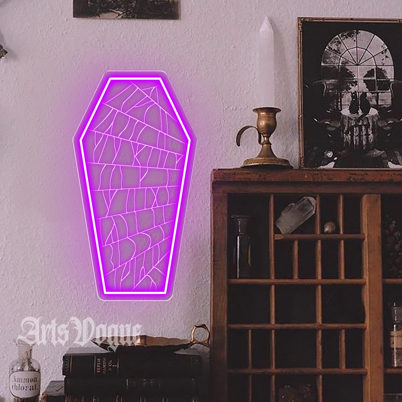 Spiderweb Coffin Neon Sign,custom Coffin Engraved Led Sign,gothic Neon ...