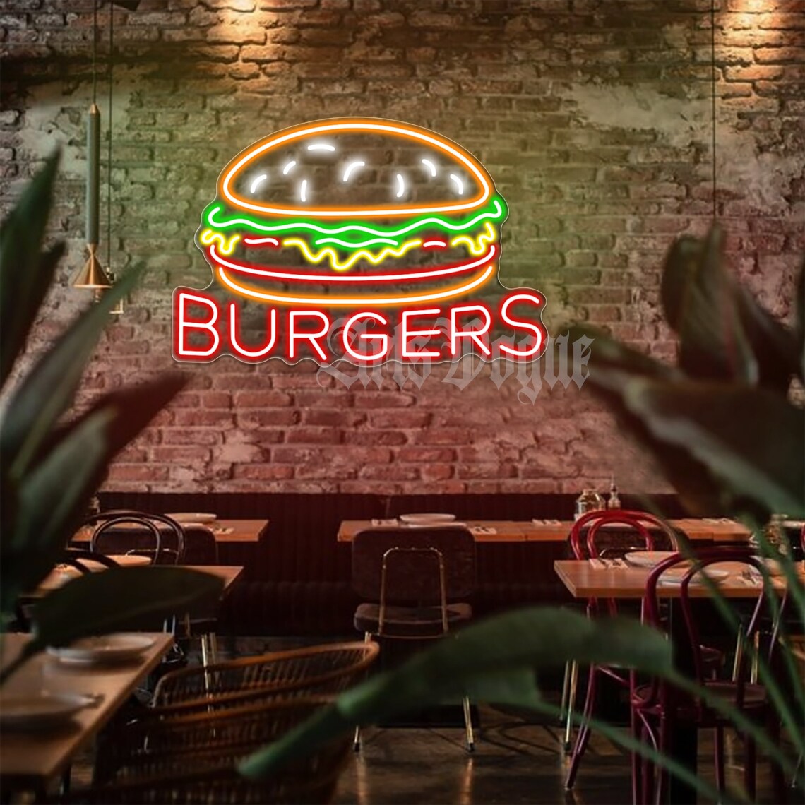 Burgers Neon Sign,custom Fast Food Led Sign,restaurant Neon Light ...