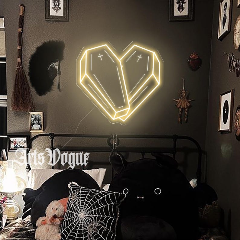 Coffin Heart Neon Sign,custom Coffin Sign,heart Coffin LED Sign,gothic ...