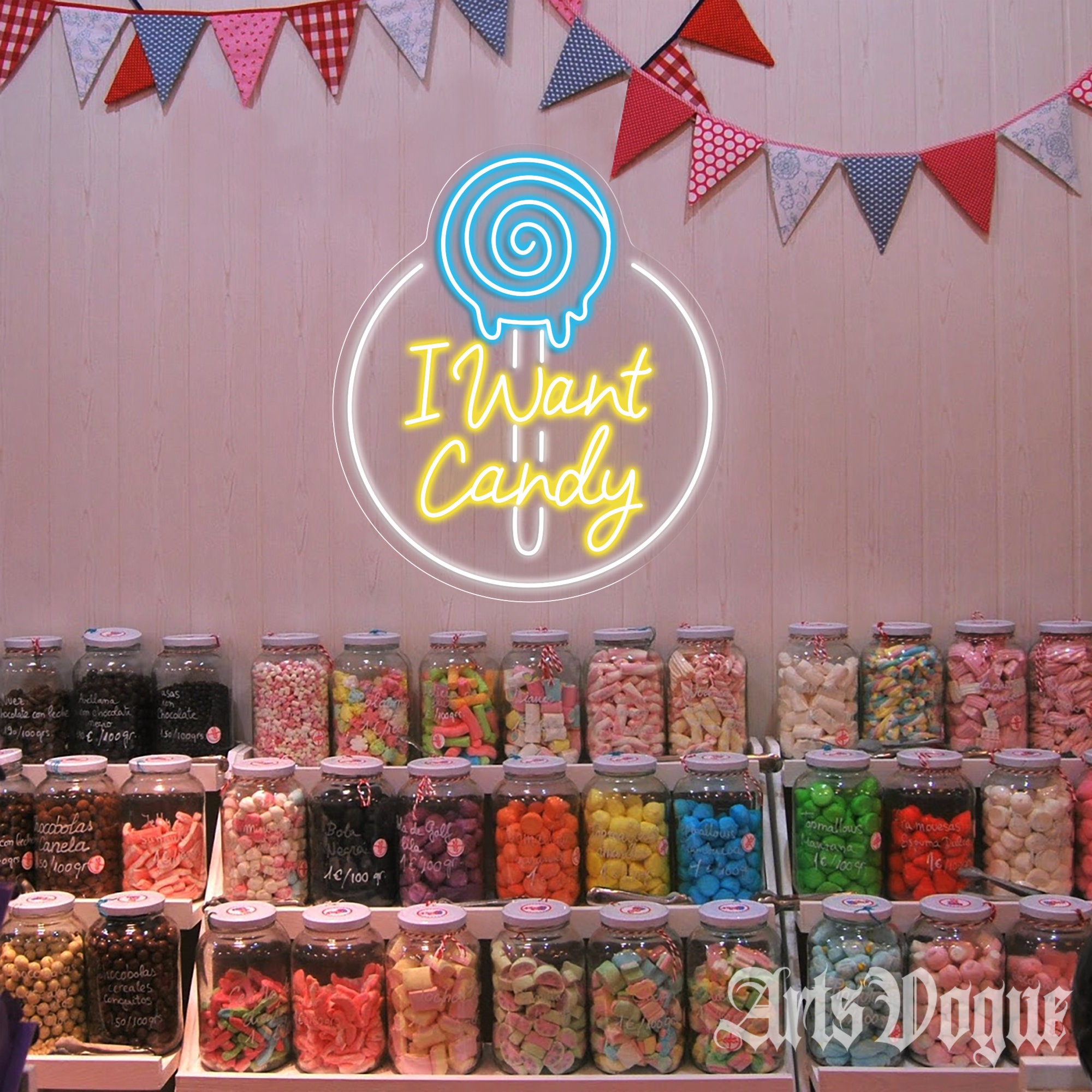 I Want Candy Neon Sign,candy Shop Neon Sign, Custom Store Signage,home ...
