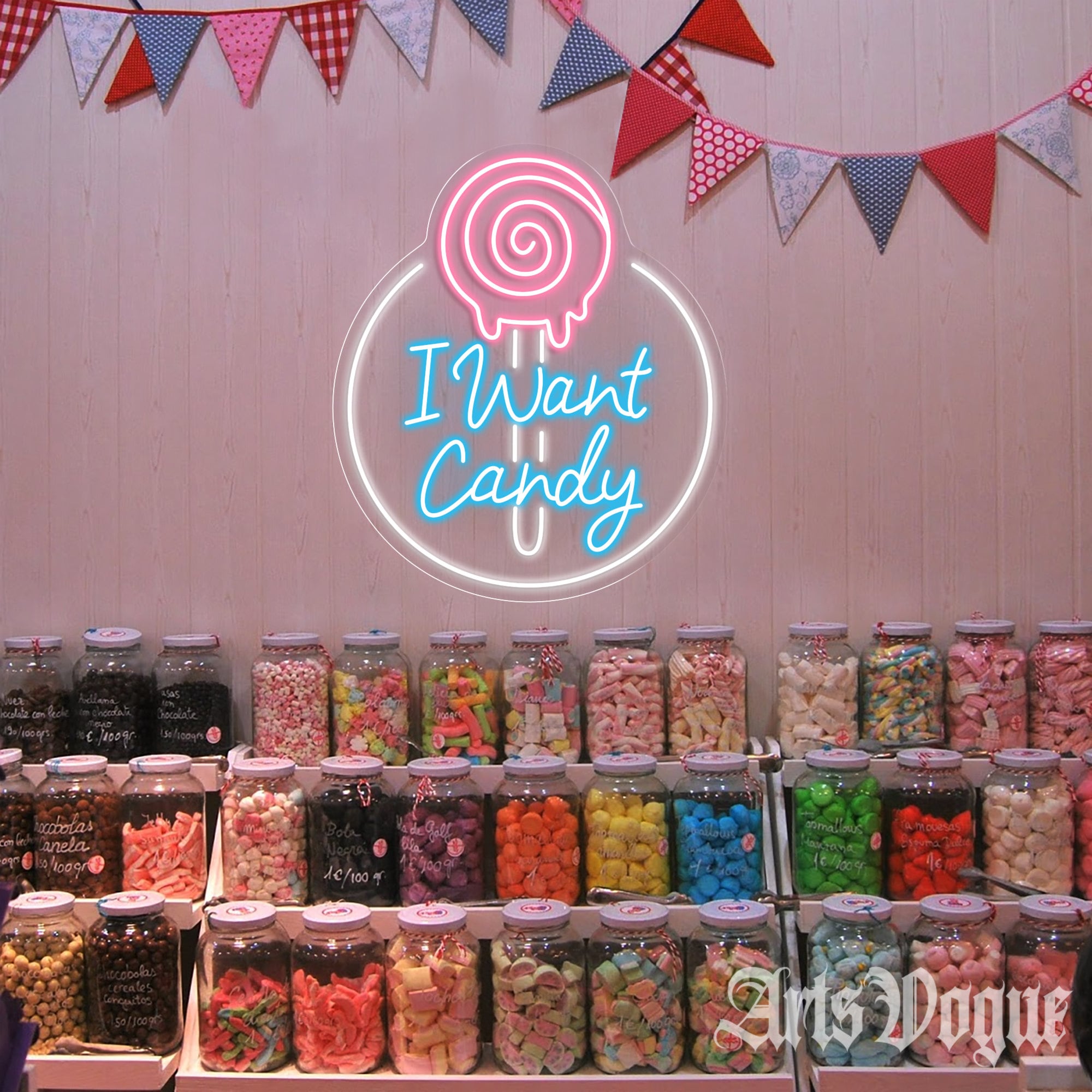 I Want Candy Neon Sign,candy Shop Neon Sign, Custom Store Signage,home ...