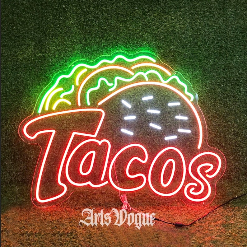 Tacos Neon Sign, Tacos Led Lights, Mexican Food Neon Light, Mexican ...