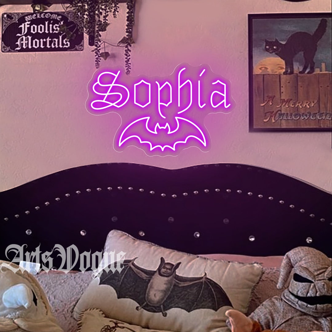 Custom Name Bat Neon Sign, Bat Neon Light, Bat Name Sign, Personalized ...
