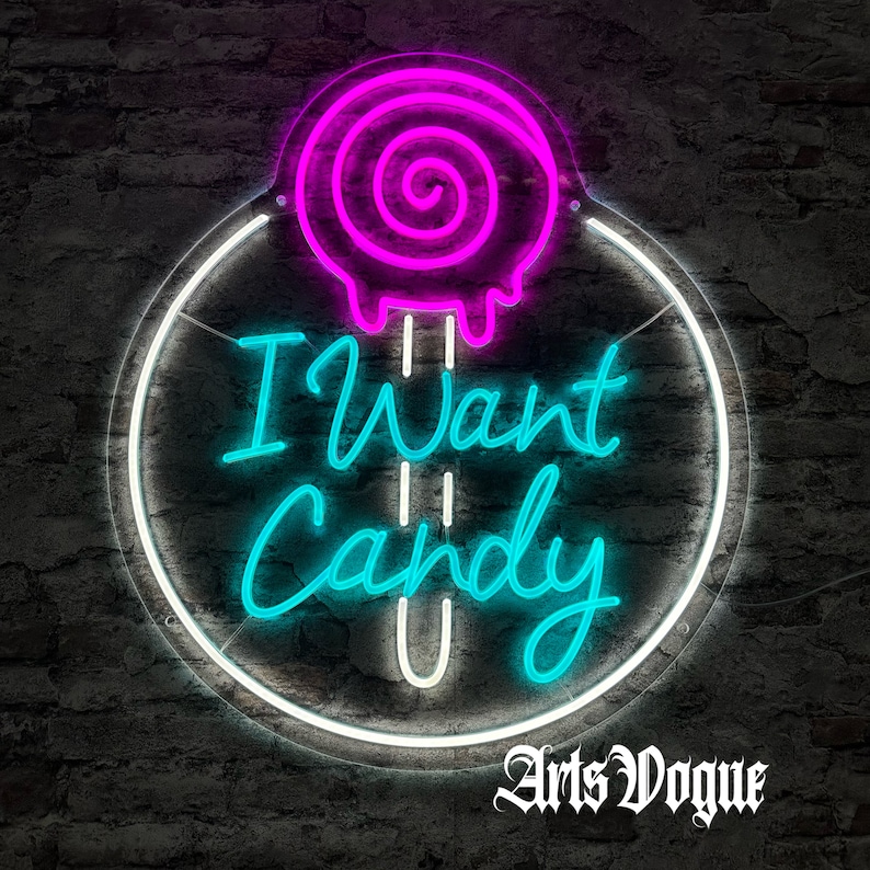 I Want Candy Neon Sign,candy Shop Neon Sign, Custom Store Signage,home ...