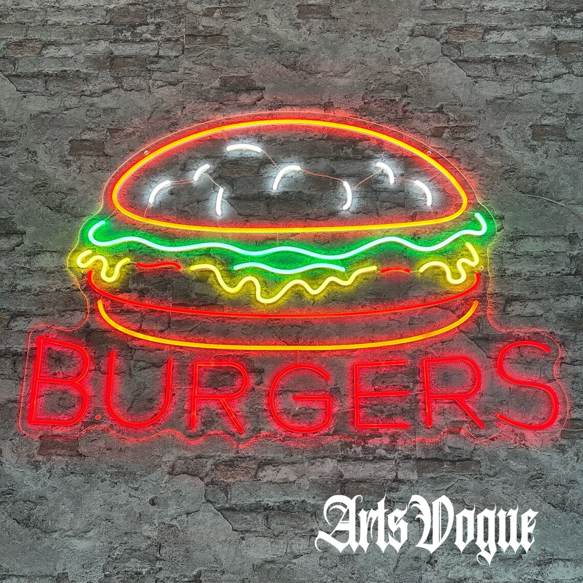 Burgers Neon Sign,custom Fast Food Led Sign,restaurant Neon Light ...