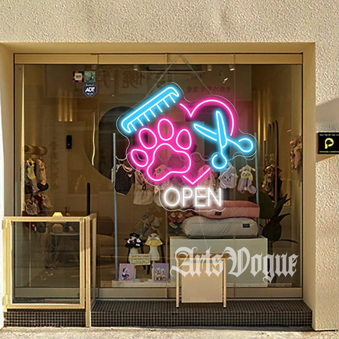 Pet Open Neon Sign,custom Pet Spa Neon Sign,pet Shop Open Neon Sign,pet ...