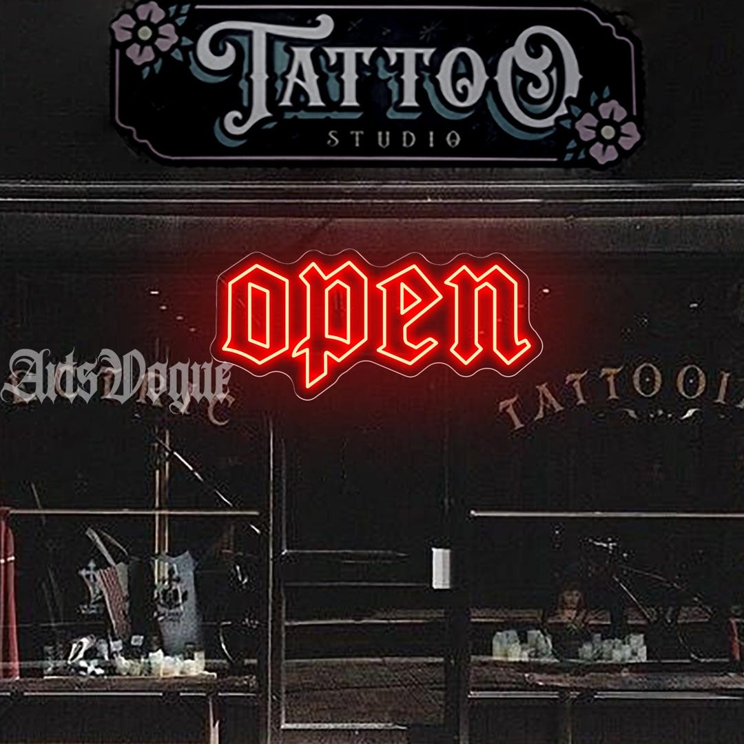 Open LED Neon Sign, Gothic Open Neon Sign, Custom Storefront Decor,open ...