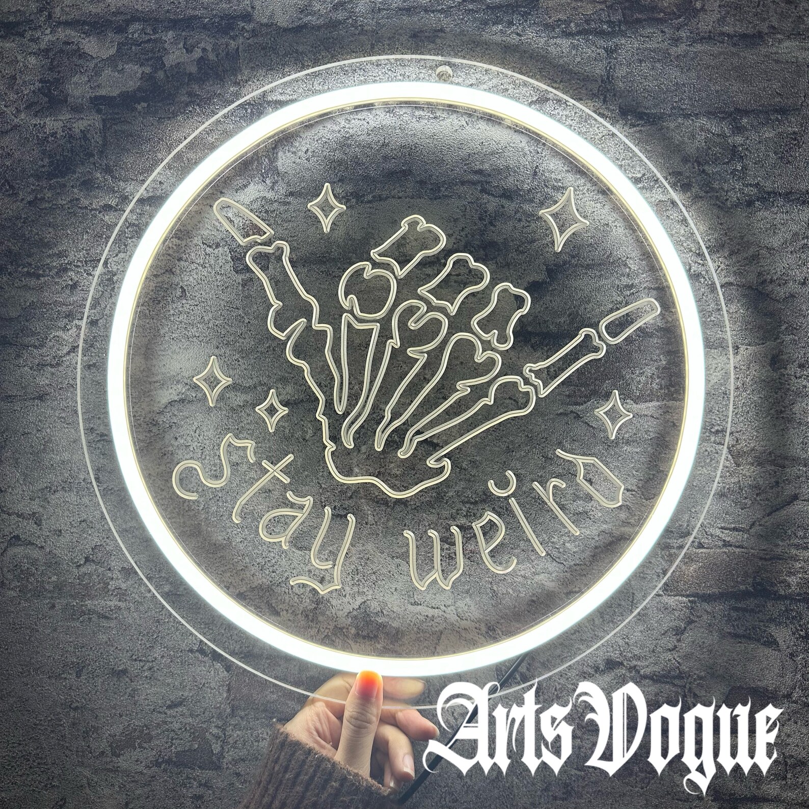 Stay Weird Neon Sign, Gothic Decor, Skeleton Hand Neon Sign Custom ...