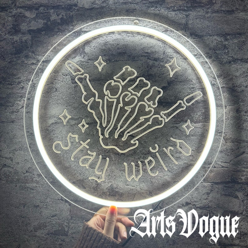 Stay Weird Neon Sign, Gothic Decor, Skeleton Hand Neon Sign Custom ...