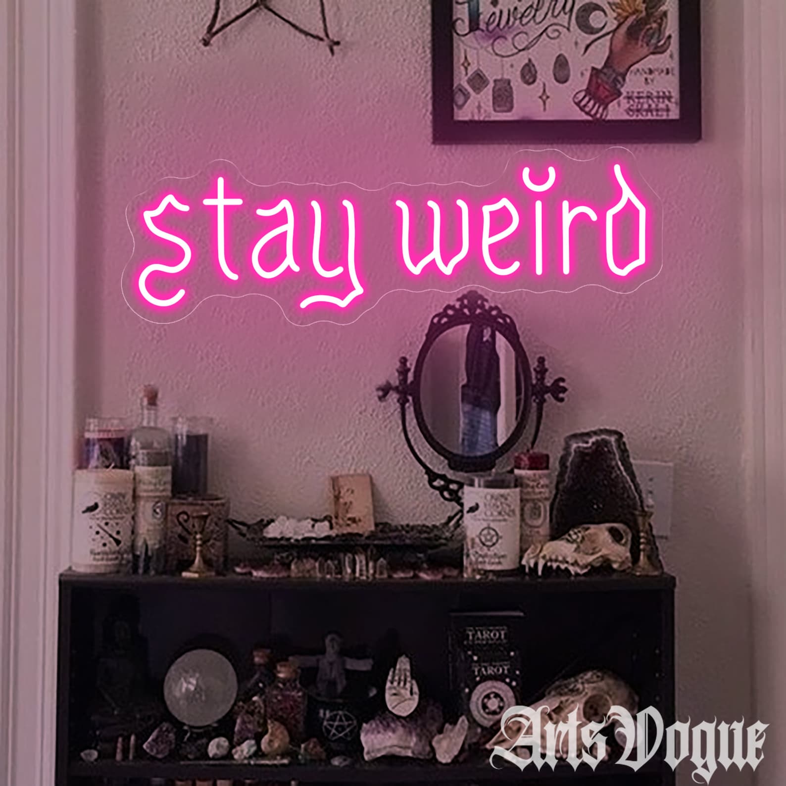 Stay Weird Neon Sign, Gothic Decor, Skeleton Hand Neon Sign Custom ...