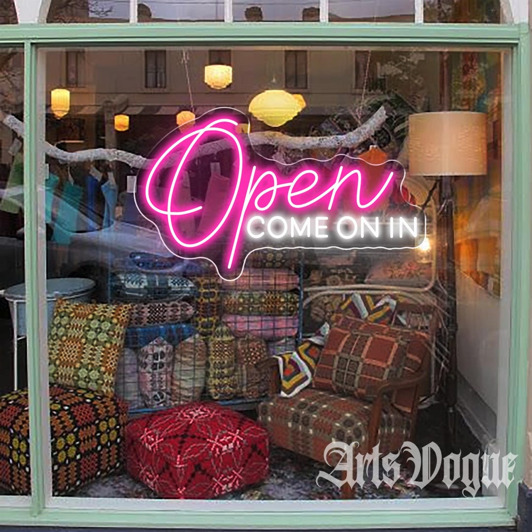 Open Come on in Neon Sign, Custom Open LED Sign for Restaurant Bar Shop ...