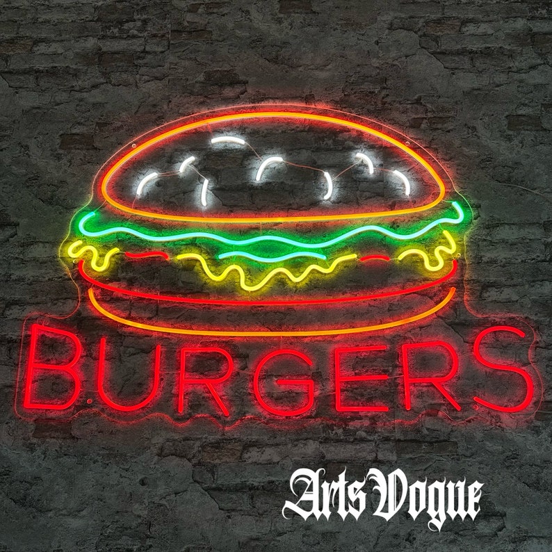 Burgers Neon Sign,custom Fast Food Led Sign,restaurant Neon Light ...
