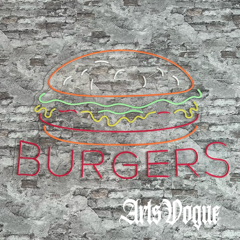 Burgers Neon Sign,custom Fast Food Led Sign,restaurant Neon Light ...
