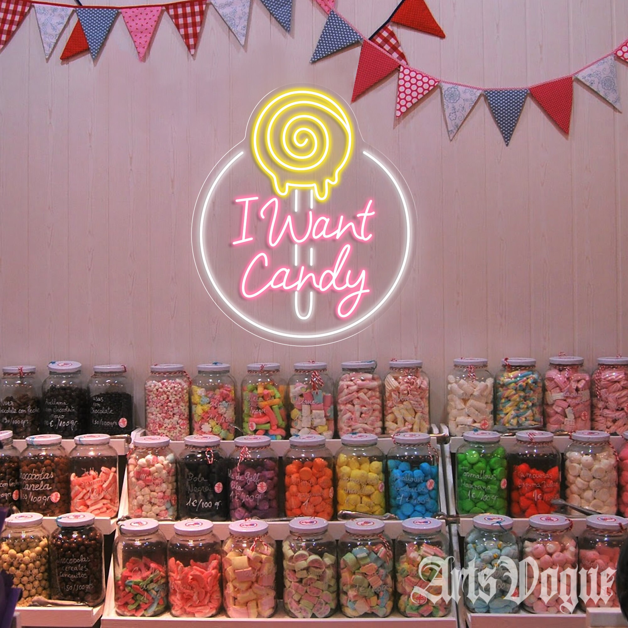 I Want Candy Neon Sign,candy Shop Neon Sign, Custom Store Signage,home ...