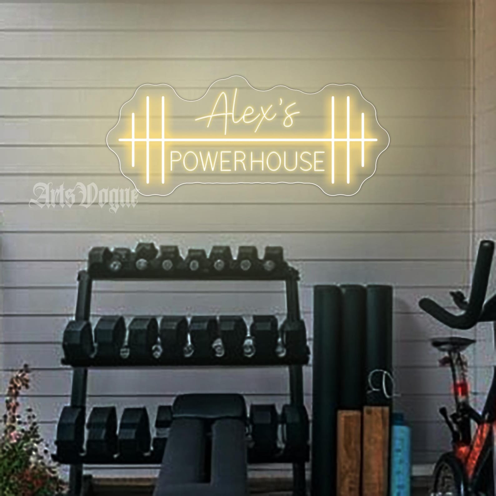 Custom Name Home Gym Neon Sign, Personalized Power House Sign,crossfit ...