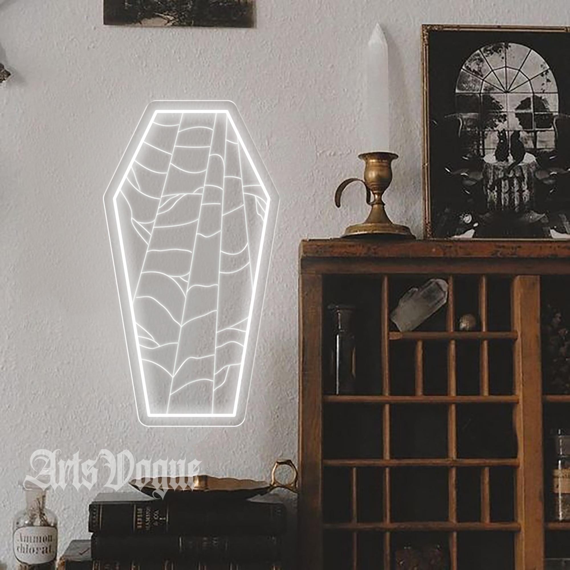 Spiderweb Coffin Neon Sign,custom Coffin Engraved Led Sign,gothic Neon ...